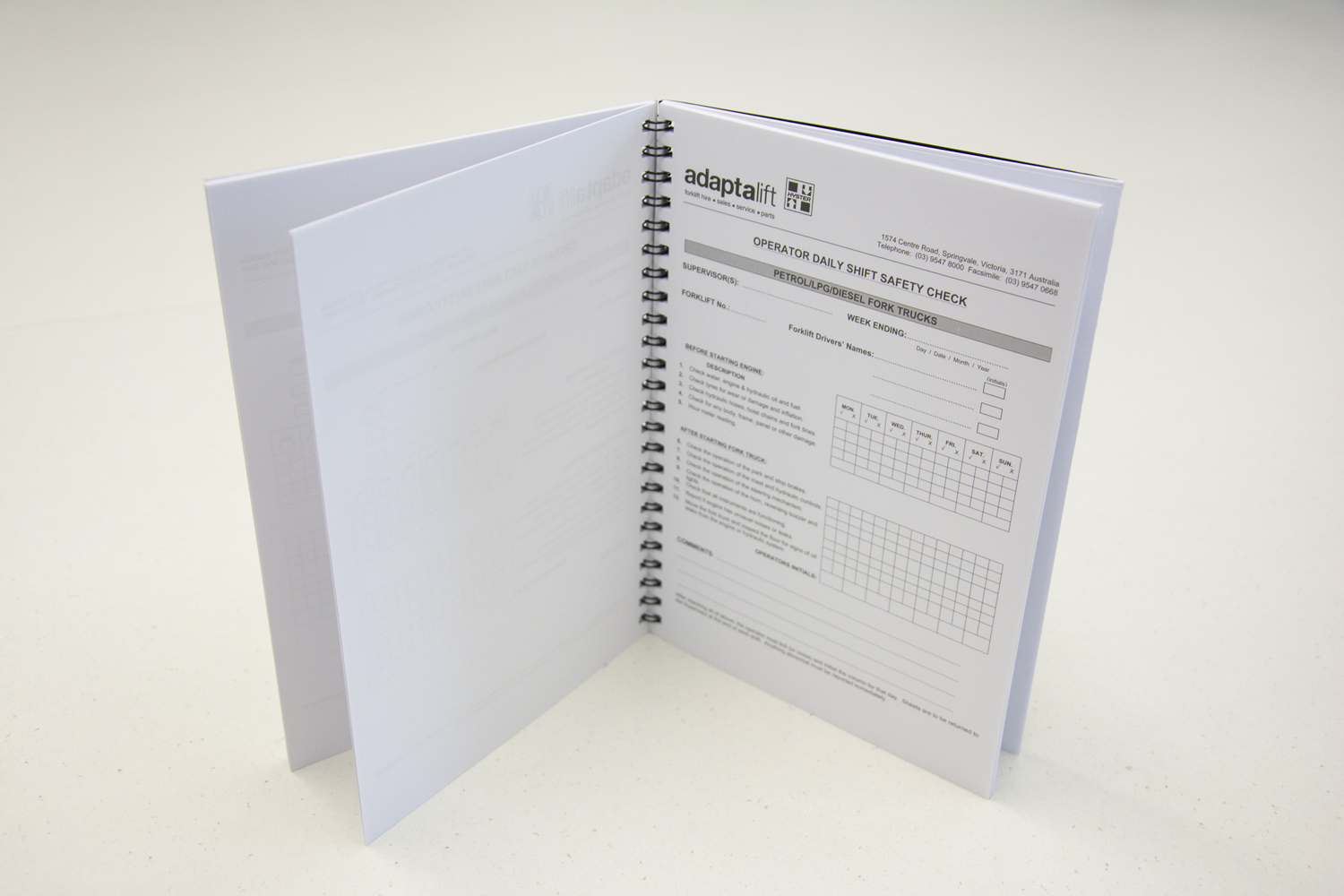 Forklift Safety Checklist Book