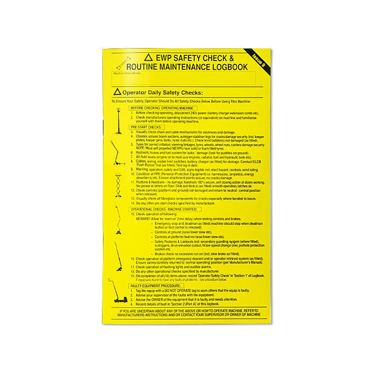 EWP Log Book & Yellow Pouch Kit – Adaptalift Store