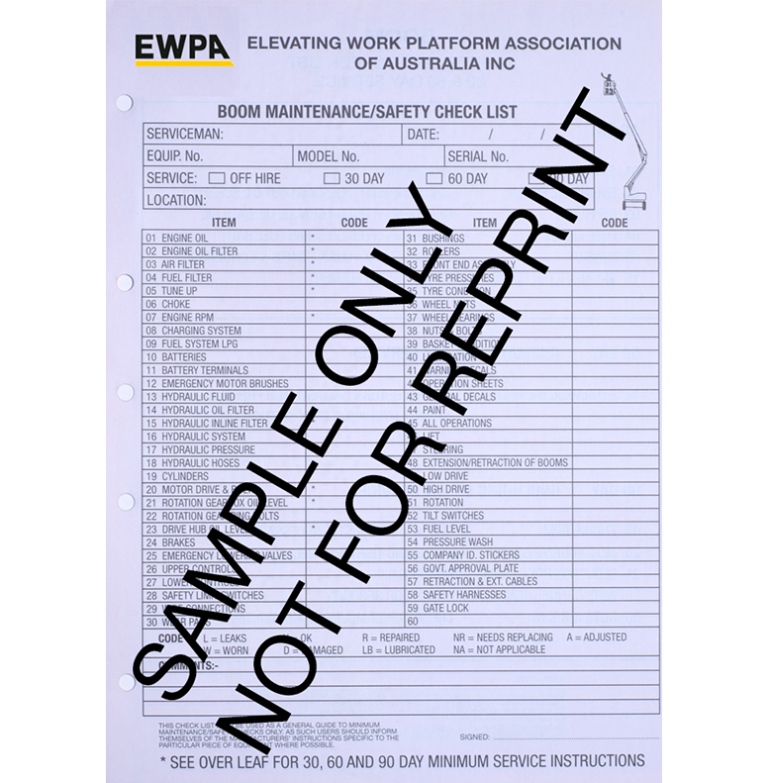 Boom Maintenance Safety Checklist – EWPA – Adaptalift Store